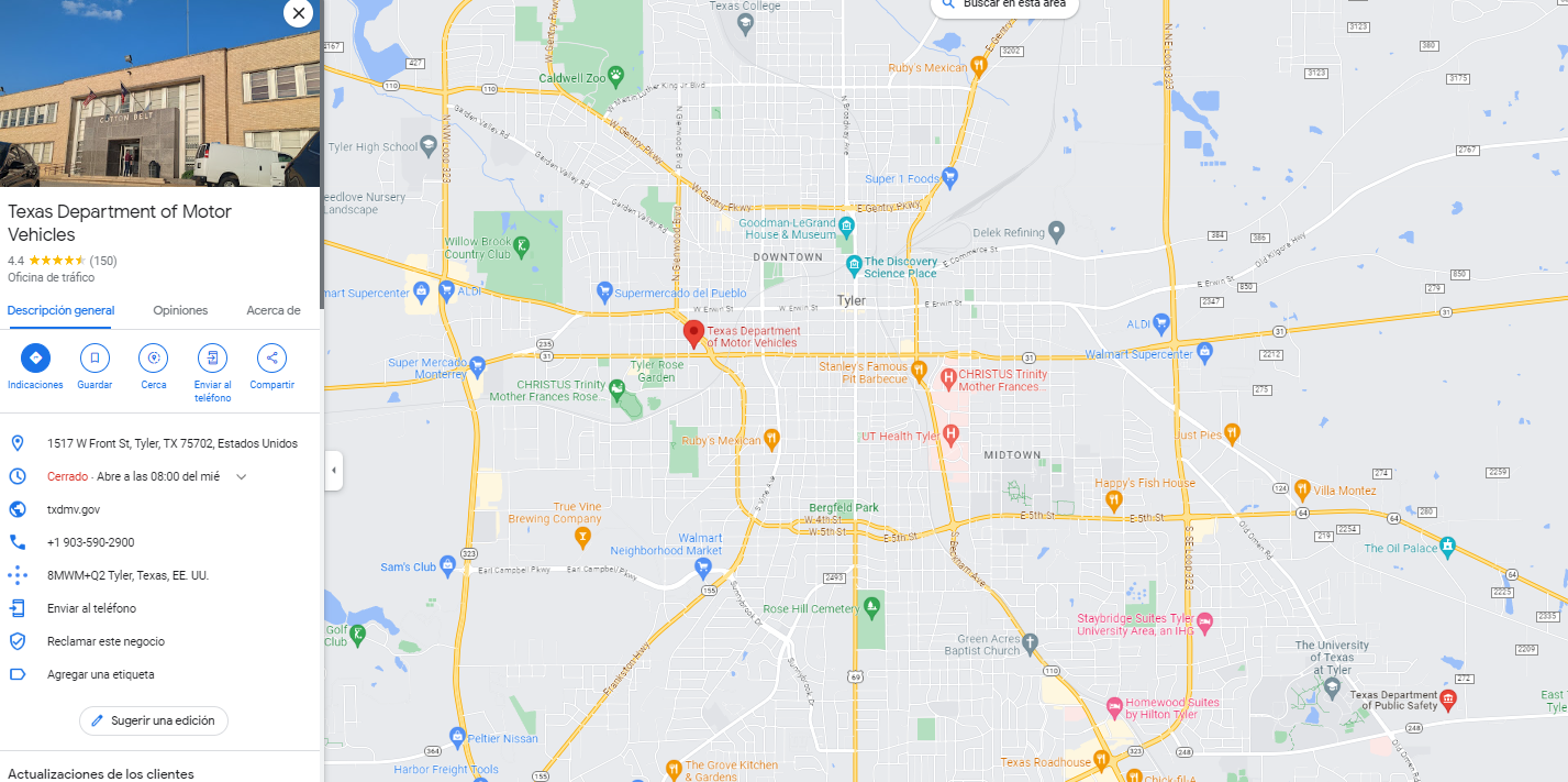 Dmv En Tyler Texas| Citas, Teléfono y Ubicaciones