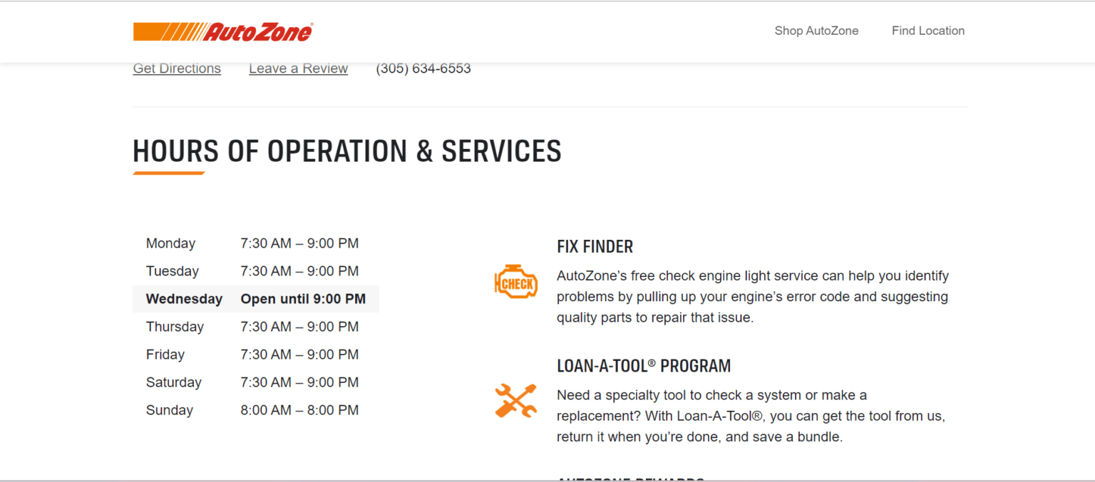 Horarios de AutoZone: Horario de apertura y cierre de las tiendas